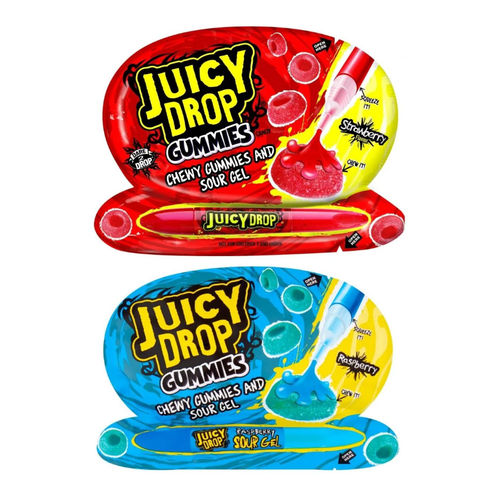 Bazooka Juicy Drop Gummies Strawberry & Raspberry (12 x 57g ...